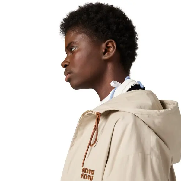 Miu Miu Single-breasted Panama Cotton Caban Jacket - Limestone