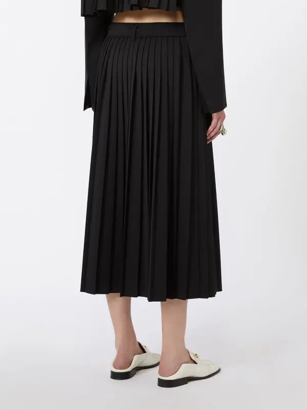 Max Mara Plissé-pleated Gabardine Midi Skirt