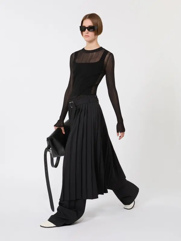 Max Mara Plissé-pleated Gabardine Midi Skirt