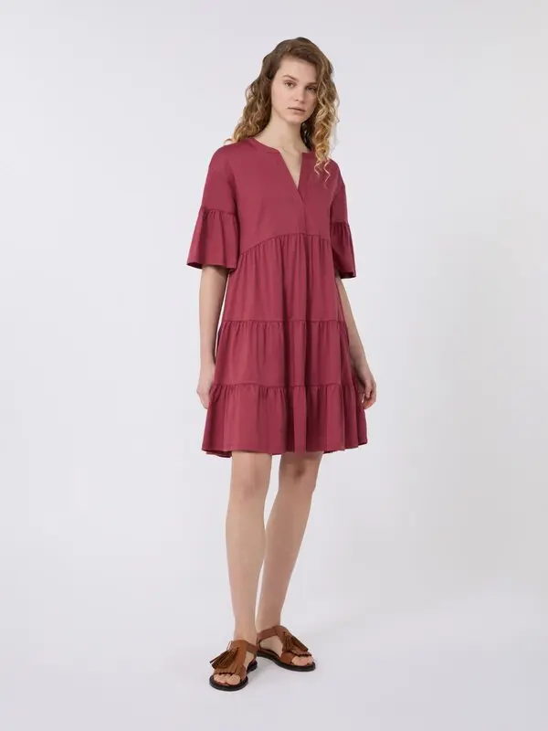 Max Mara Cotton Jersey Kaftan Dress - Cherry