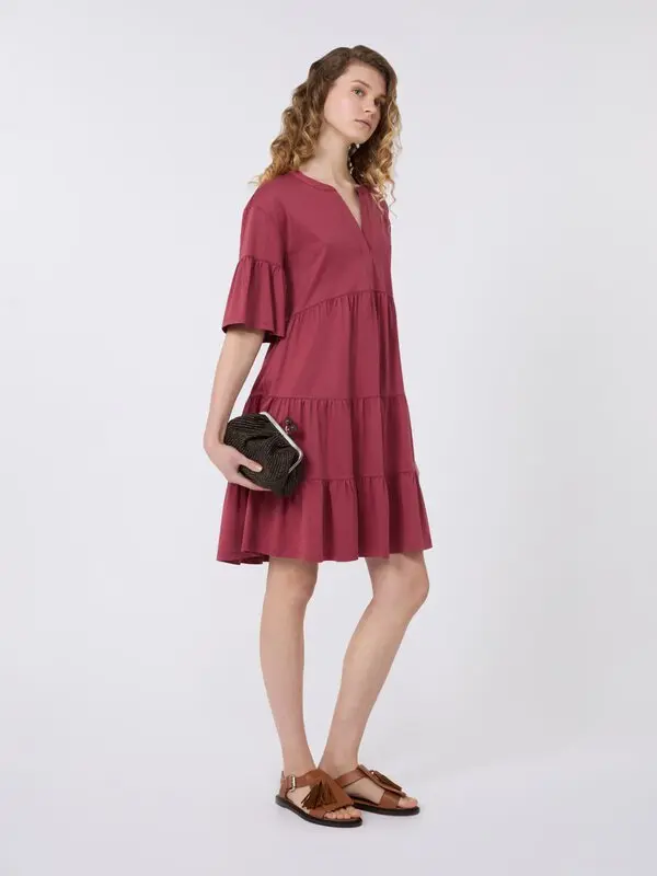 Max Mara Cotton Jersey Kaftan Dress - Cherry
