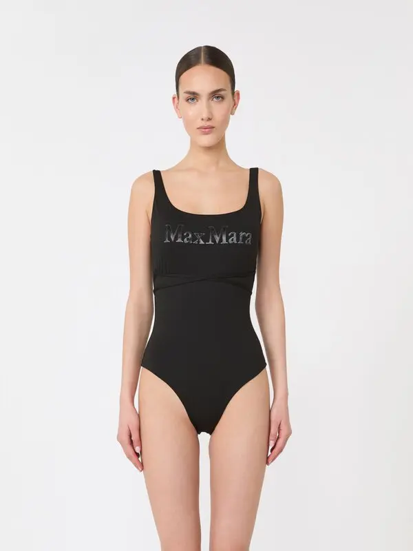 Max Mara Logo Jersey Swimsuit - Black
