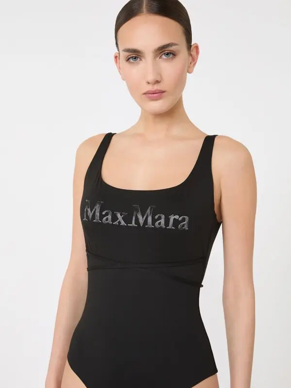 Max Mara Logo Jersey Swimsuit - Black