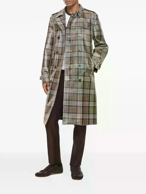 Burberry Checked Belted Trench Coat