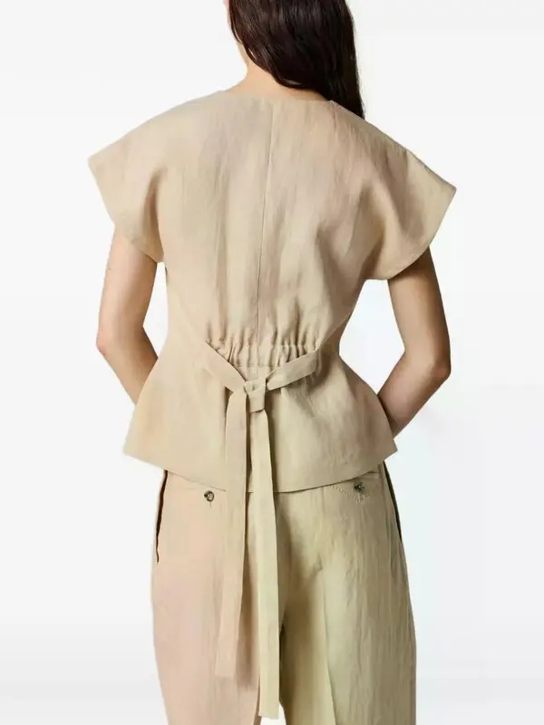 Paul Smith Belted V-neck Top - Neutrals