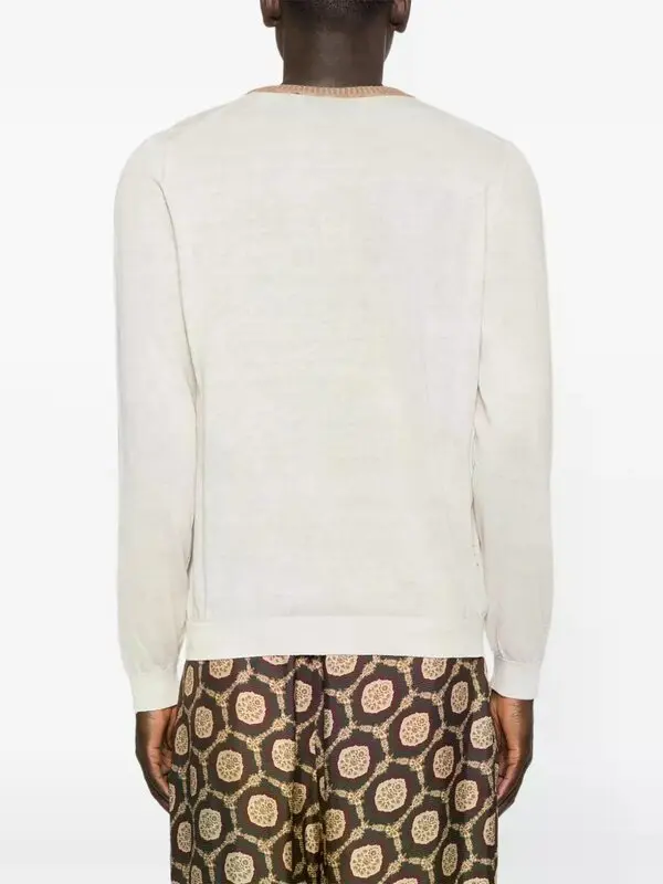 AMARANTO Cream White Button-fastening V-neck T-shirt