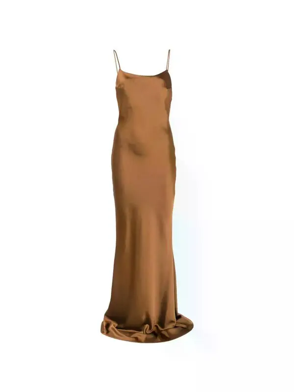 Andamane Ninfea Ruched Open-back Maxi Dress - Brown
