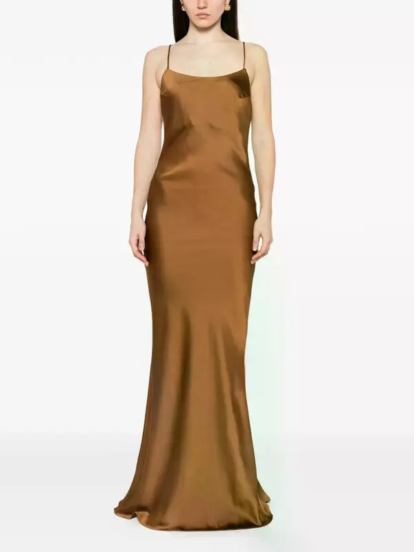 Andamane Ninfea Ruched Open-back Maxi Dress - Brown