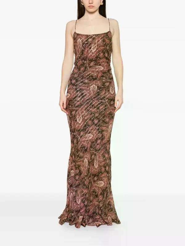 Andamane Ninfea Paisley-print Maxi Dress - Brown