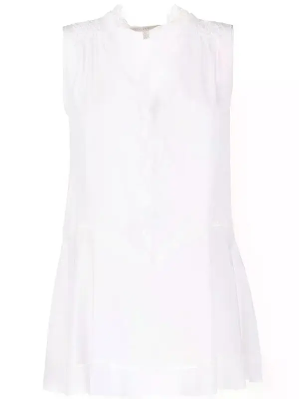 Shiatzy Chen Silk Ruffle-detail Sleeveless Blouse - White