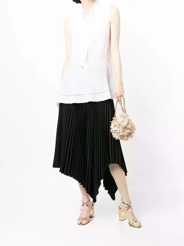 Shiatzy Chen Silk Ruffle-detail Sleeveless Blouse - White