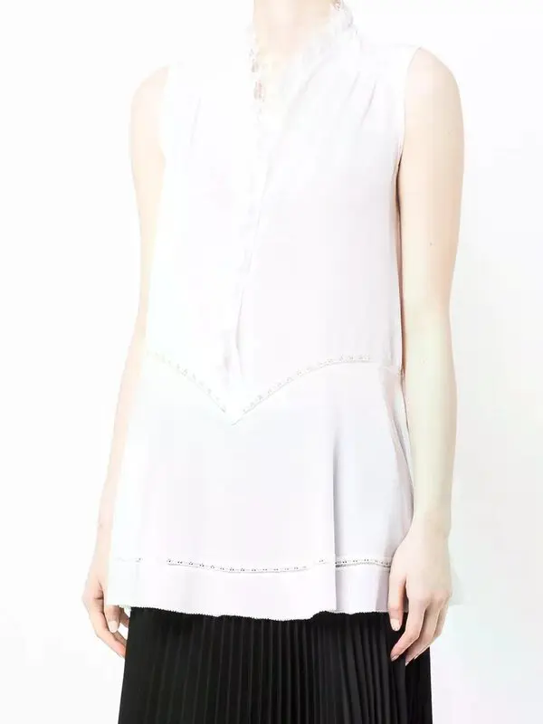 Shiatzy Chen Silk Ruffle-detail Sleeveless Blouse - White