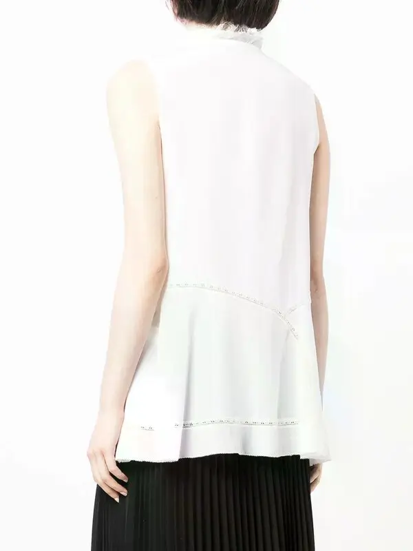 Shiatzy Chen Silk Ruffle-detail Sleeveless Blouse - White