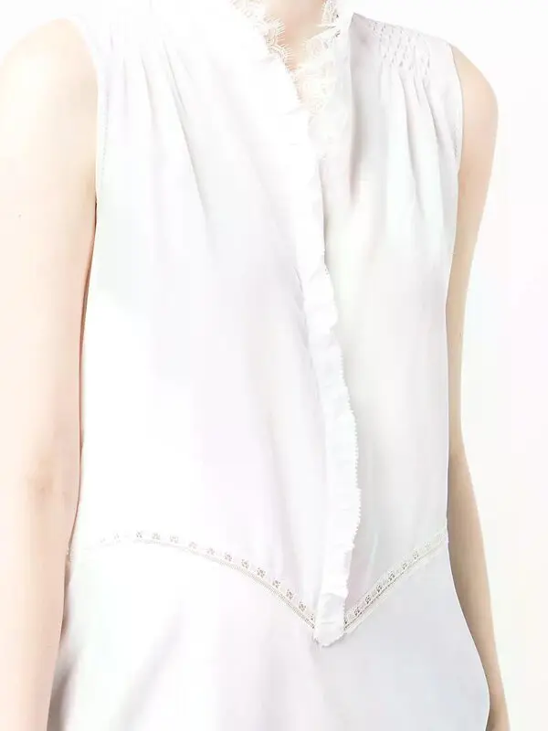 Shiatzy Chen Silk Ruffle-detail Sleeveless Blouse - White