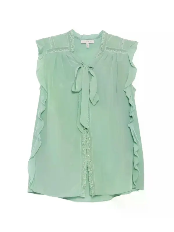 Shiatzy Chen Lace Chiffon Halter Top - Green