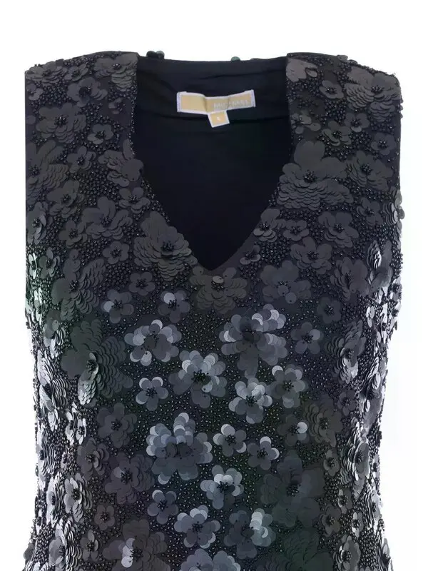 Michael Kors Sequin-embellished Floral-appliqué Dress