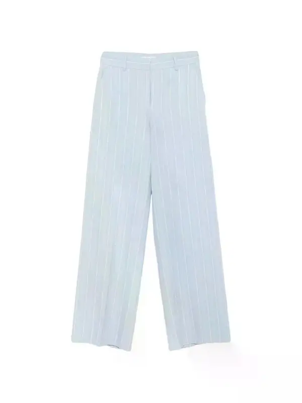 MANUEL RITZ Pinstripe Wide Leg Trousers - Blue