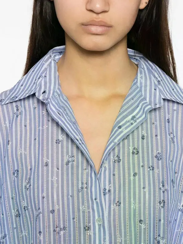 MANUEL RITZ Floral-print Striped Shirt