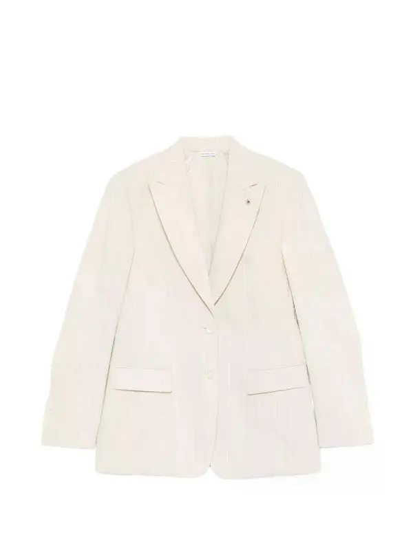 MANUEL RITZ Pinstripe Pattern Peak-lapel Jacket - Neutrals