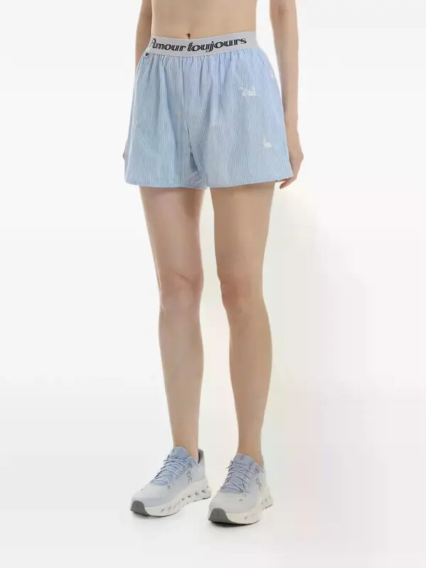 CARNE BOLLENTE Stripe-pattern Embroidered Shorts