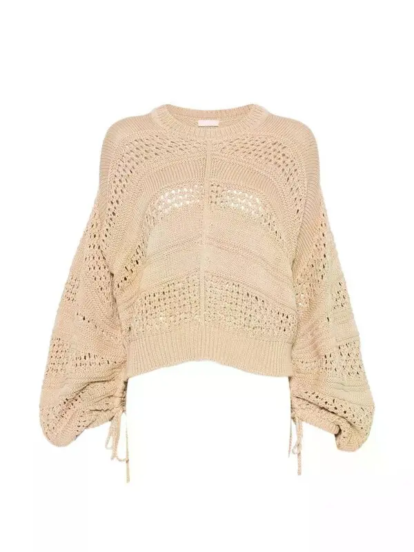 Liu Jo Open-knit Drawstring-cuff Sweater