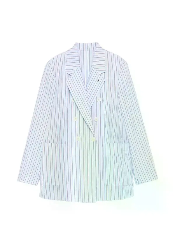 MANUEL RITZ Striped Double-breasted Jacket - Blue