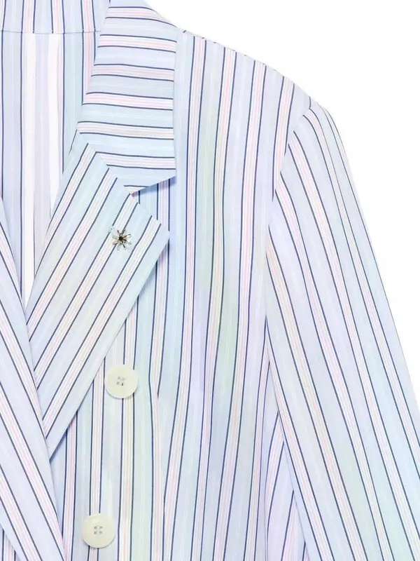 MANUEL RITZ Striped Double-breasted Jacket - Blue