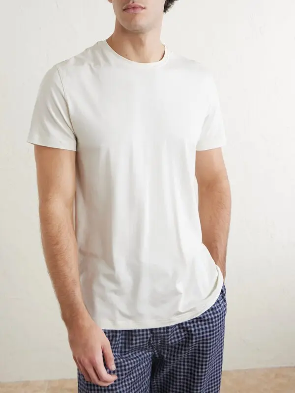 Derek Rose Basel Stretch-jersey T-shirt - Neutrals