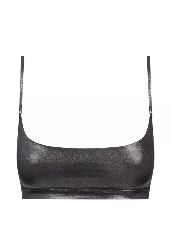 MAISON CLOSE Metallic-effect Bikini Top - Grey