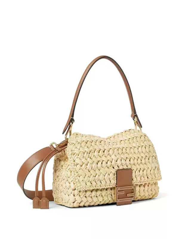 Fendi Mama Baguette Woven-raffia Shoulder Bag