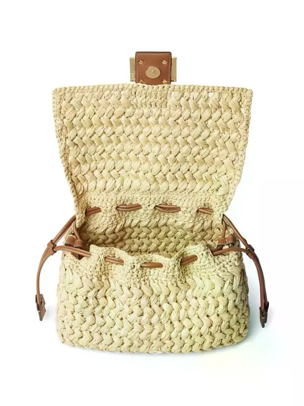 Fendi Mama Baguette Woven-raffia Shoulder Bag