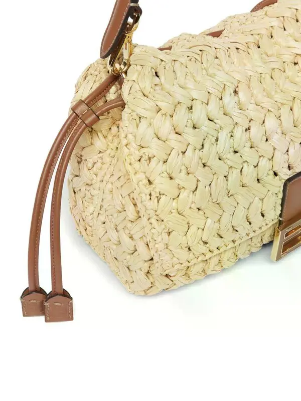 Fendi Mama Baguette Woven-raffia Shoulder Bag