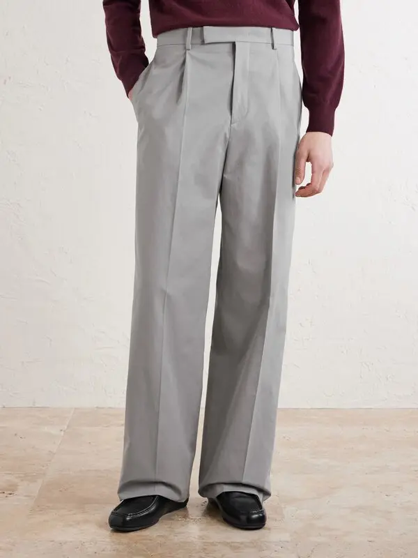JIL SANDER Straight-leg Cotton Trousers - Gray
