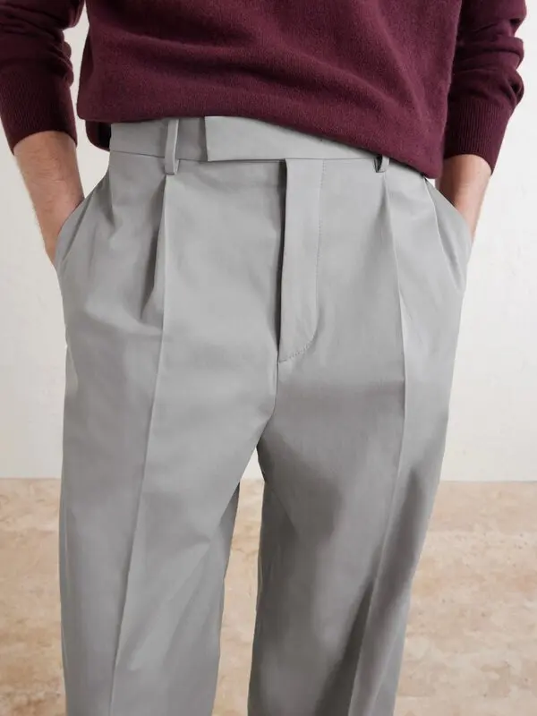 JIL SANDER Straight-leg Cotton Trousers - Gray