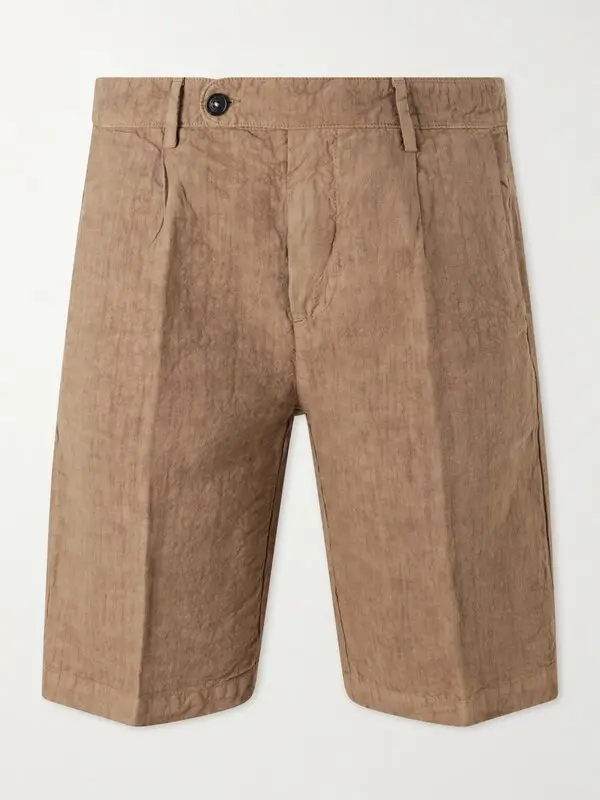 Massimo Alba Alaccia Straight-leg Pleated Linen Shorts