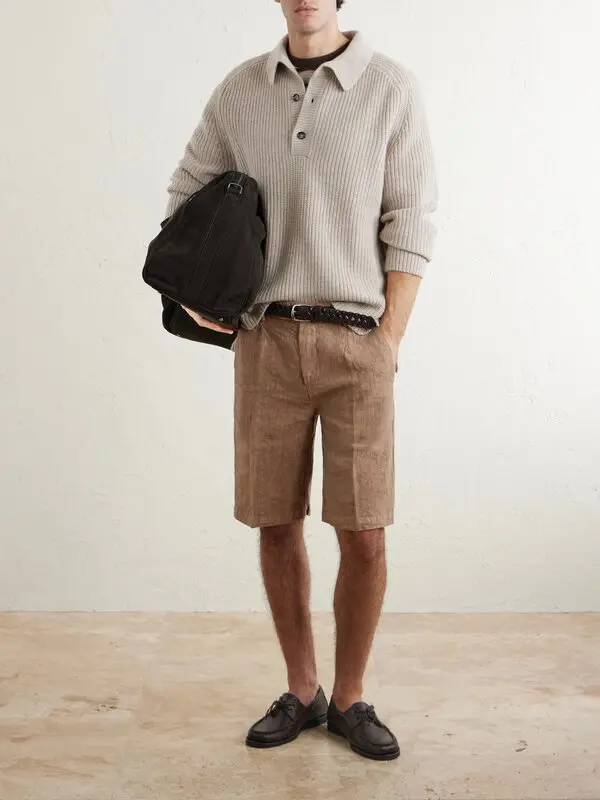 Massimo Alba Alaccia Straight-leg Pleated Linen Shorts