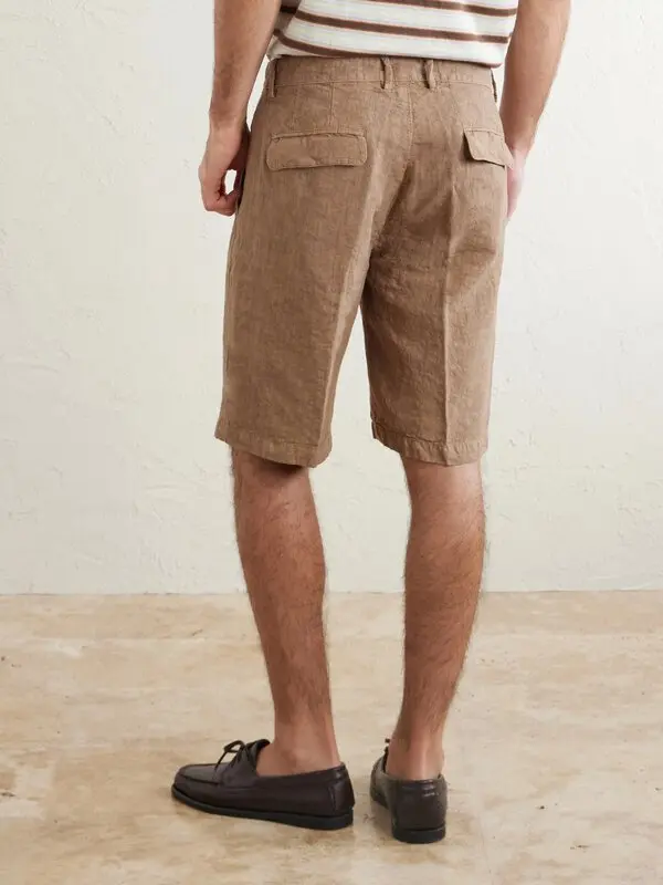 Massimo Alba Alaccia Straight-leg Pleated Linen Shorts