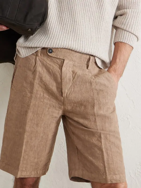 Massimo Alba Alaccia Straight-leg Pleated Linen Shorts