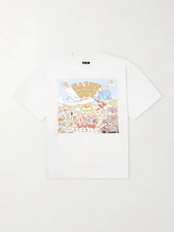 SAINT MXXXXXX Saint Wet Printed Cotton-jersey T-shirt - White