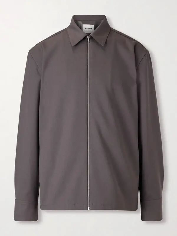 JIL SANDER Twill Zip-up Overshirt - Gray
