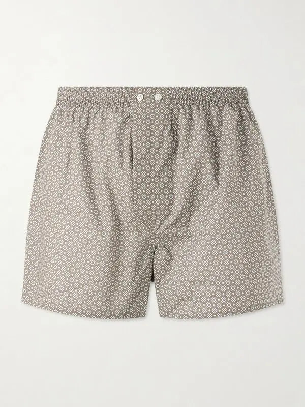 Derek Rose Ledbury 96 Printed Cotton Boxer Shorts - Brown