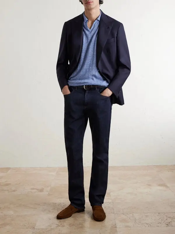 Boglioli Ribbed Linen And Cotton-blend Polo Shirt - Blue