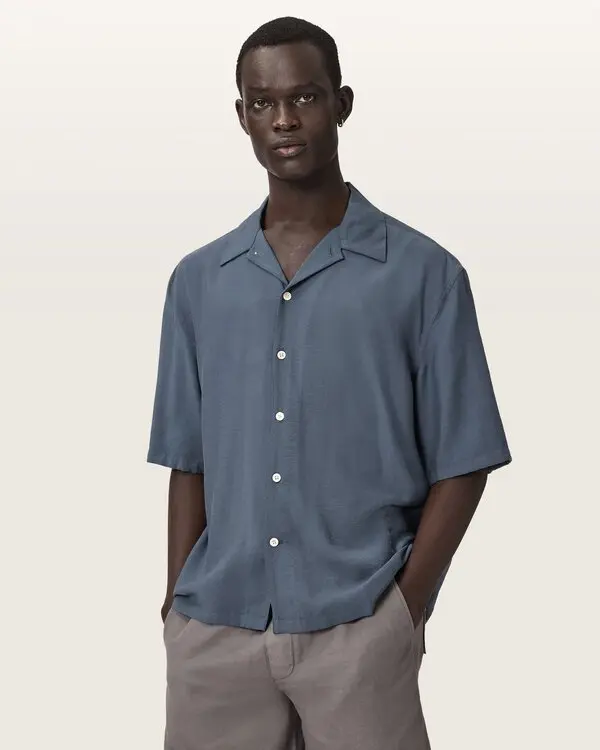 ALLSAINTS Purley Oversized Short Sleeve Shirt - Grey