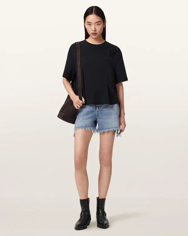 ALLSAINTS Sofia Lisa Boxy Embroidered T-shirt - Black