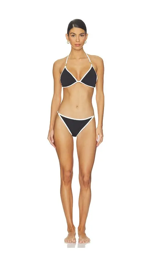 L'Agence Violet String Hipster Bikini Bottom - Black