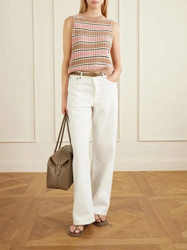 Varley Deeley Striped Crochet Cotton Vest - Multi