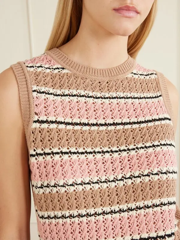 Varley Deeley Striped Crochet Cotton Vest - Multi