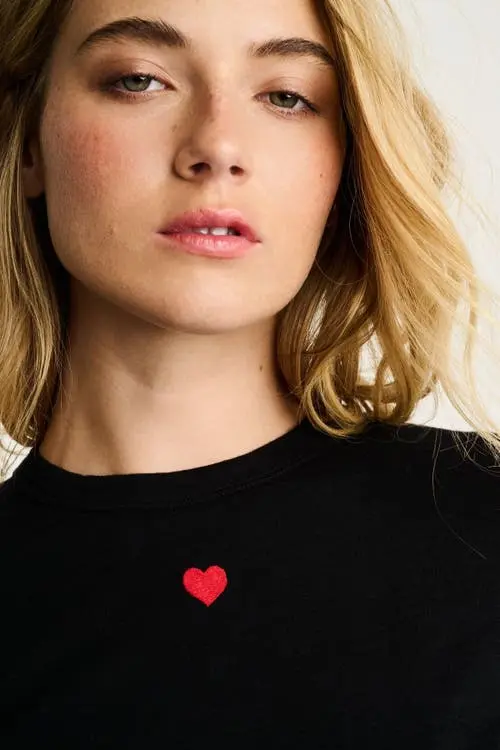 Lisa Todd Tie One On Tee With Heart Embroidery And Adjustable Side Ties - Black