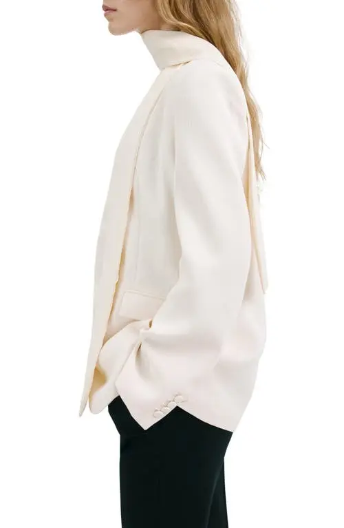 Mango Collarless Tie Waist Jacket With Scarf