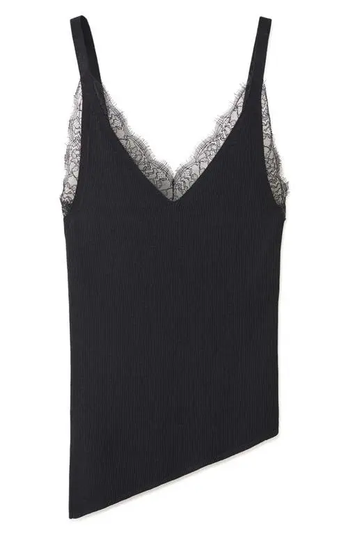 Mango Lace Detail Asymmetric Knit Top